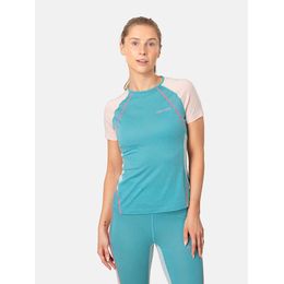 KARI TRAA Trainingsshirt "Alma" in T&uuml;rkis/ Rosa - 42% | Gr&ouml;&szlig;e XS | Damen-outdoor-tops-shirts