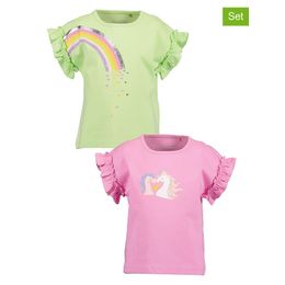 Blue Seven 2er Set: Shirts in Gr&uuml;n/ Rosa - 50% | Gr&ouml;&szlig;e 104 | Kinder-oberteile