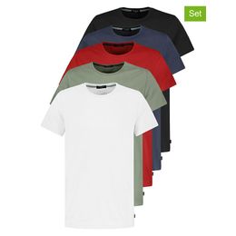 Sublevel 5er-Set: Shirts in Wei&szlig;/ Gr&uuml;n/ Rot - 50% | Gr&ouml;&szlig;e L | Herren-plussize