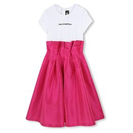 Karl Lagerfeld Kids Kleid in Pink/ Wei&szlig; - 50% | Gr&ouml;&szlig;e 176 | Kinderkleider