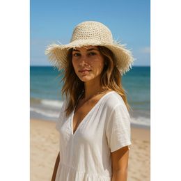Lucky Bees Sonnenhut in Creme - 68% | Damen-muetzen-caps