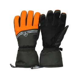 Peak Mountain Ski-/ Snowboardfingerhandschuhe "Mamilla" in Khaki/ Orange - 54% | Gr&ouml;&szlig;e L/XL | Herren-handschuhe