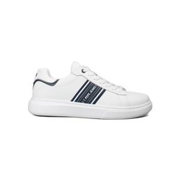 Pepe Jeans Footwear Leder-Sneakers "Eaton" in Wei&szlig;/ Dunkelblau - 57% | Gr&ouml;&szlig;e 42 | Herrensneakers