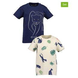 Blue Seven 2er Set: Shirts in Dunkelblau/ Creme - 50% | Gr&ouml;&szlig;e 128 | Kinder-oberteile