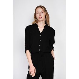ASSUILI Leinen-Bluse in Schwarz - 72% | Gr&ouml;&szlig;e 36 | Damen-blusen