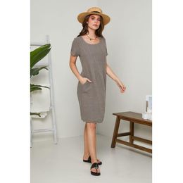 Le Monde du Lin Leinen-Kleid in Taupe - 68% | Gr&ouml;&szlig;e 36/38 | Damen-kleider