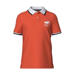 POLO SYLT Poloshirt in Orange/ Wei&szlig; - 53% | Gr&ouml;&szlig;e 122/128 | Kinder-oberteile