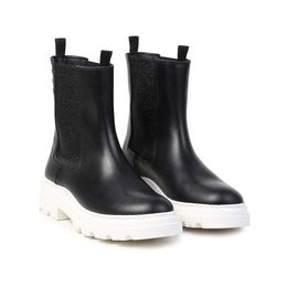 Karl Lagerfeld Kids Leder-Boots in Schwarz - 66% | Gr&ouml;&szlig;e 34 | Kinderstiefel