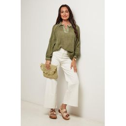 Le Monde du Lin Bluse in Khaki - 75% | Gr&ouml;&szlig;e 34/36 | Damen-blusen