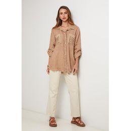 Lin Passion Leinen-Hemd in Camel - 75% | Gr&ouml;&szlig;e 38/40 | Damen-blusen