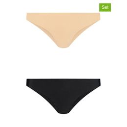 Bye Bra 2er-Set: Slips in Beige/ Schwarz - 44% | Gr&ouml;&szlig;e M | Damen-unterteile