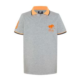 POLO SYLT Poloshirt in Grau/ Orange - 53% | Gr&ouml;&szlig;e 146/152 | Kinder-oberteile