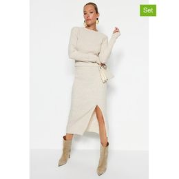 Trendyol 2tlg. Outfit in Creme - 40% | Gr&ouml;&szlig;e L | Damen-pullover-cardigans