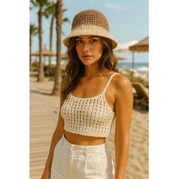 Lucky Bees Sonnenhut in Beige/ Creme - 69% | Damen-muetzen-caps