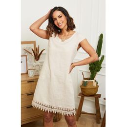 Le Monde du Lin Leinen-Kleid in Beige - 68% | Gr&ouml;&szlig;e 40/42 | Damen-kleider