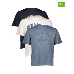Jack & Jones Jack & Jones 3er-Set: Shirts "Male" in Dunkelblau/ Blau/ Creme - 40% | Gr&ouml;&szlig;e M | Herren-plussize