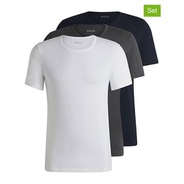 Hugo Boss Underwear 3er-Set: Shirts in Dunkelblau/ Anthrazit/ Wei&szlig; - 24% | Gr&ouml;&szlig;e XL | Herren-plussize