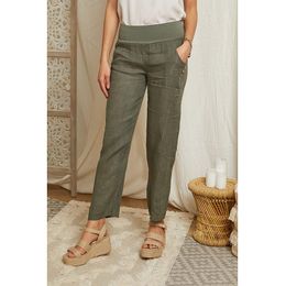 Lin Passion Leinen-Hose in Khaki - 72% | Gr&ouml;&szlig;e 34/36 | Damenhosen