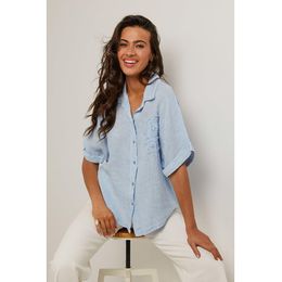 Le Monde du Lin Leinen-Bluse in Hellblau - 75% | Gr&ouml;&szlig;e 34/36 | Damen-blusen