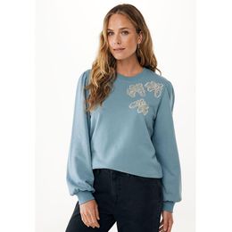 Mexx Sweatshirt ''Flower'' in Hellblau - 60% | Gr&ouml;&szlig;e XXL | Damen-sweatshirts-jacken