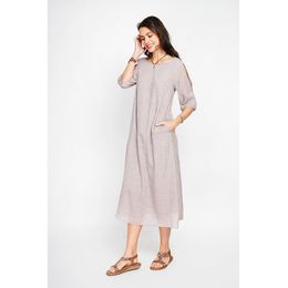 ASSUILI Leinen-Kleid in Taupe - 72% | Gr&ouml;&szlig;e 42 | Damen-kleider