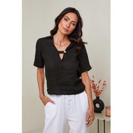 Le Monde du Lin Leinen-Bluse in Schwarz - 73% | Gr&ouml;&szlig;e 36/38 | Damen-blusen