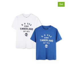 Timberland 2er-Set: Shirts in Wei&szlig;/ Blau - 48% | Gr&ouml;&szlig;e 116 | Kinder-oberteile