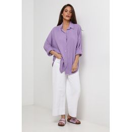 Lin Passion Leinen-Hemd in Lila - 74% | Gr&ouml;&szlig;e 34/36 | Damen-blusen