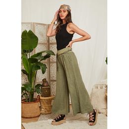 Lin Passion Leinen-Hose in Khaki - 69% | Gr&ouml;&szlig;e 38/40 | Damenhosen