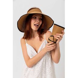 Lucky Bees Sonnenvisier in Beige/ Schwarz - 66% | Damen-muetzen-caps