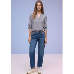 Street One Bluse in Dunkelblau/ Wei&szlig; - 35% | Gr&ouml;&szlig;e 38 | Damen-blusen