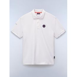 NAPAPIJRY Poloshirt "Badge" in Wei&szlig; - 65% | Gr&ouml;&szlig;e M | Herren-plussize