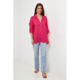 Lin Passion Leinen-Hemd in Pink - 76% | Gr&ouml;&szlig;e 34/36 | Damen-blusen
