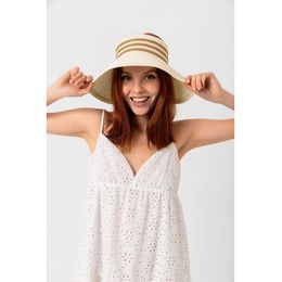 Lucky Bees Sonnenvisier in Creme/ Hellbraun - 69% | Damen-muetzen-caps