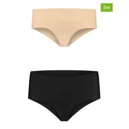 Bye Bra 2er-Set: Slips in Beige/ Schwarz - 44% | Gr&ouml;&szlig;e XL | Damen-unterteile