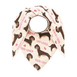 Zwillingsherz Dreieckstuch "Dog Lover" in Creme - (L)200 x (B)130 cm - 40% | Damen-schals-tuecher