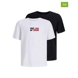 Jack & Jones JACK & JONES Junior 2er-Set: Shirts "Corp" in Wei&szlig;/ Schwarz - 50% | Gr&ouml;&szlig;e 152 | Kinder-oberteile