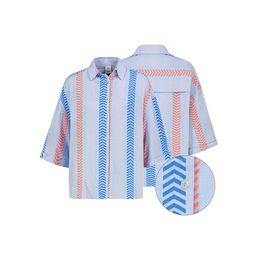 Eight2Nine Bluse in Hellblau/ Blau/ Orange - 58% | Gr&ouml;&szlig;e M/L | Damen-blusen