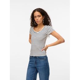 V&eacute;ro Moda Vero Moda Shirt "Sea" in Wei&szlig;/ Dunkelblau - 65% | Gr&ouml;&szlig;e XS | Damen-tops
