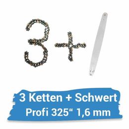 Paket 3 Profi S&auml;geketten + 1 Schwert .325" 1,6 mm 62 TG 37 cm f&uuml;r STIHL, AEG