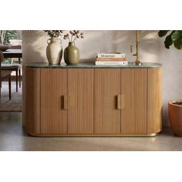 Riess Ambiente Design Sideboard VENEZIANO 170cm braun Mangoholz gr&uuml;n Marmor gold Riess-Ambiente Glamour Retro Vintage