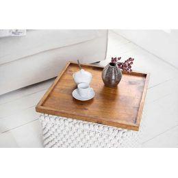 Riess Ambiente Massives Tablett MAKASSAR 50cm braun Mangoholz honey finish handmade Riess-Ambiente Landhaus Natur