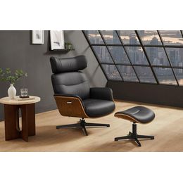 Riess Ambiente Drehbarer Sessel VOGUE COMFORT schwarz Kunstleder braun Walnuss-Design mit Armlehne Riess-Ambiente Industrie & Loft Modern Retro