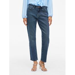 Straight-Jeans Vila "VIALICE RW STRAIGHT JEANS MBD SOL91-NOOS", Damen, Gr. 36, L&auml;nge 32, blau (medium blau denim), Denim/Jeans, Obermaterial: 98% Baumwolle, 2% Elasthan, unifarben, regular fit, Jeans Straight-Jeans