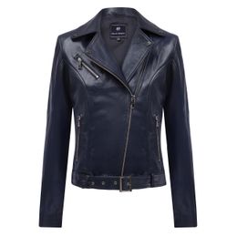 Lederjacke FELIX HARDY "Lederjacke mit Rei&szlig;verschluss", Damen, Gr. M, dunkel blau, 100% Lammleder, Jacken