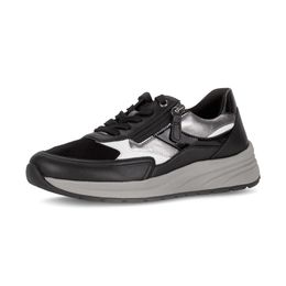 Keilsneaker Gabor "COMO", Damen, Gr. 39, silber (schwarz, wei&szlig;, silberfarben), Kalbsleder, Textil, unifarben mit Farbeins&auml;tzen, Schuhe, Plateau, Schn&uuml;rschuh, Halbschuh, in Extraweite K