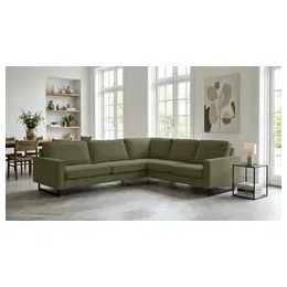 Ecksofa Home Affaire "Pinto, XXL, 250/290 cm, langer Schenkel, Ottomane", gr&uuml;n (khaki), B:290cm H:85cm T:250cm, Luxus-Microfaser in Lederoptik(100% Polyester);Cord (92% Polyester, 8% Polyamide), Sofas, Ecksofa, Cord, Chenille, Lederoptik, mit Keder, Metallf&uuml;&szlig;e, Wellenunterfederung