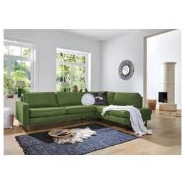 Ecksofa Home Affaire "Pinto, 290 cm, Cord, Chenille, Lederoptik, Ottomane links / rechts", gr&uuml;n, B:290cm H:85cm T:217cm, Luxus-Microfaser in Lederoptik (100% Polyester);Cord (92% Polyester, 8% Polyamide), Sofas, Ecksofa, mit Keder, schwarze Metallf&uuml;&szlig;e, Wellenunterfederung