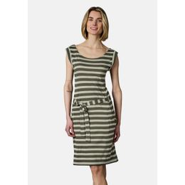 Sommerkleid Ragwear "Tagg Stripes", Damen, Gr. M (38), Normalgr&ouml;&szlig;en, olivgr&uuml;n, Material: 50% Viskose, 50% Polyester, figurumspielend ca. Mitte Oberschenkel, tiefer Rundhals, &Auml;rmel ohne &Auml;rmelschlitz, Kleider Sommerkleid, gestreiftes Damen Minikleid mit Taillenband und Taschen