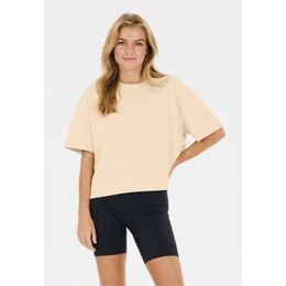 ENDURANCE ATHLECIA Fleeceshirt ATHLECIA "Crecy", Damen, Gr. 36, beige, 50% Baumwolle, 2% Elasthan, 48% Polyester, unifarben, normal, Rundhals, Shirts, mit atmungsaktivem Material